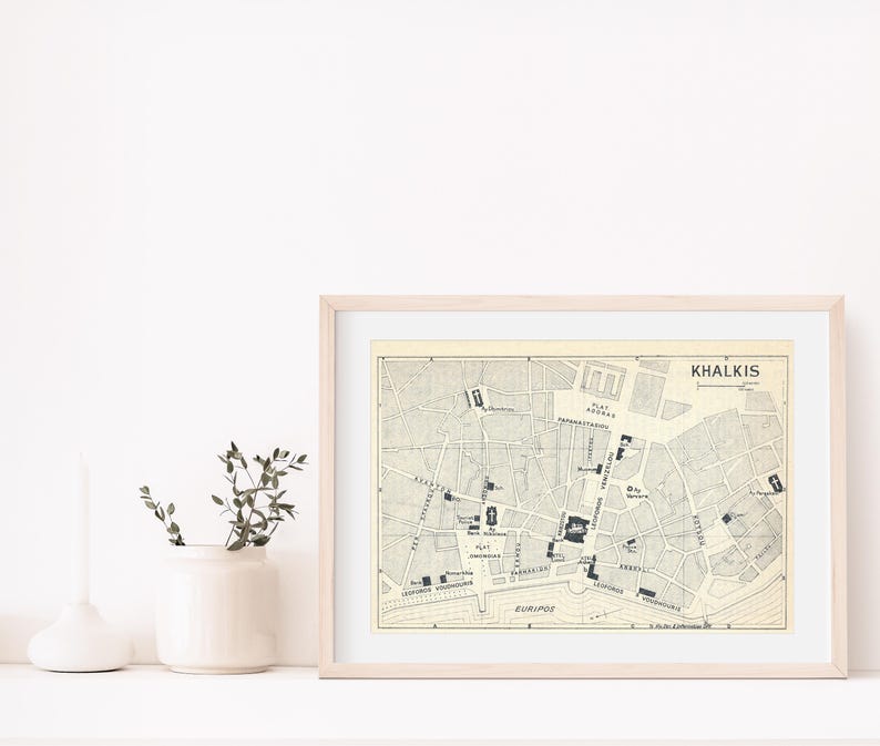 1967 Chalcis Greece Vintage Map - Etsy