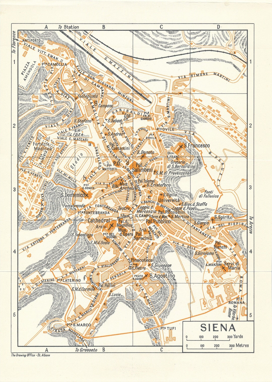 1964 Siena Italy Vintage Map - Etsy