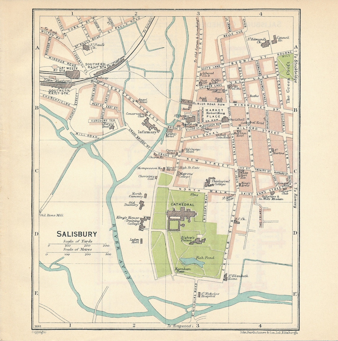 1930 Salisbury United Kingdom Antique Map | Etsy