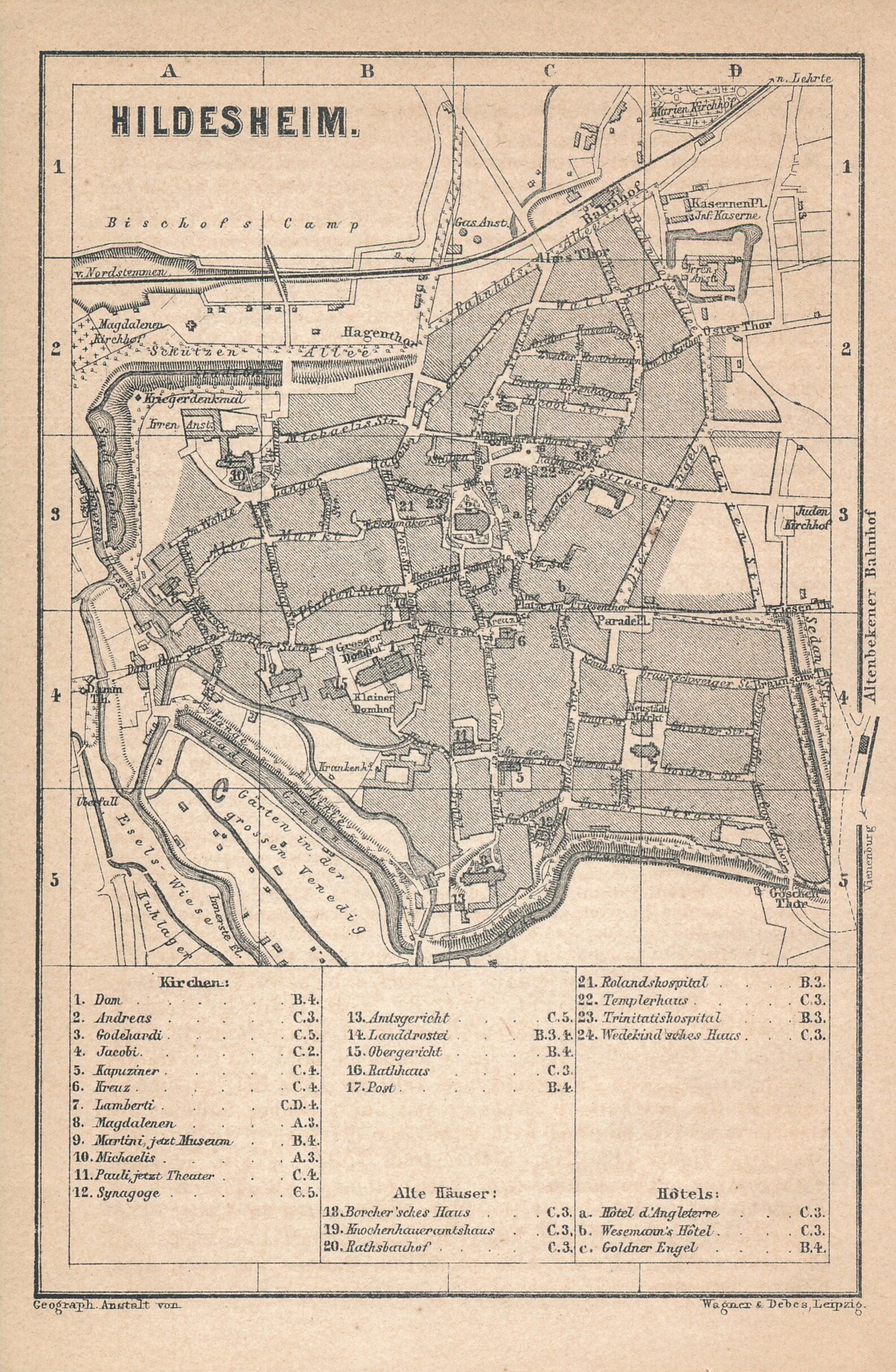 1881 Hildesheim Germany Antique Map - Etsy