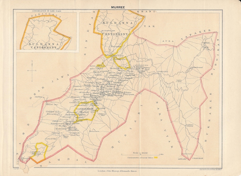 1920 Murree Pakistan Antique Map - Etsy