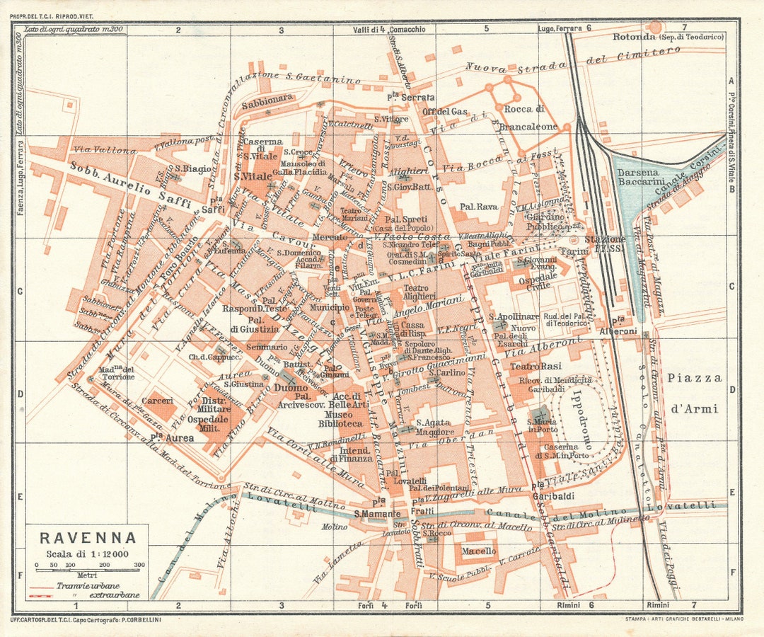 1927 Ravenna Italy Antique Map - Etsy