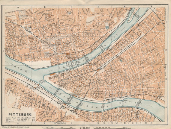 1904 Pittsburgh Pennsylvania Antique Map | Etsy
