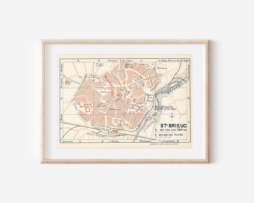 1926 Saint-brieuc France Antique Map - Etsy