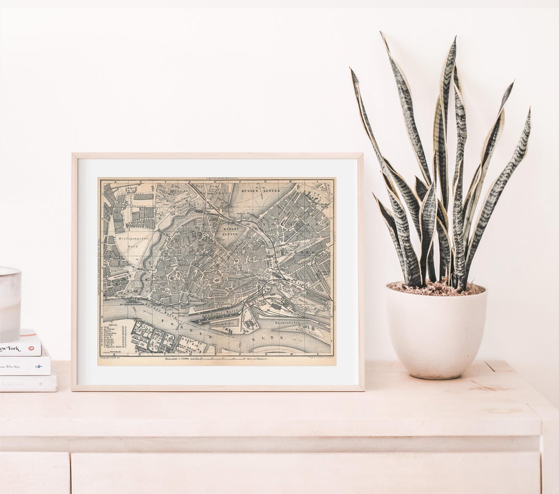 1881 Hamburg Germany Antique Map - Etsy