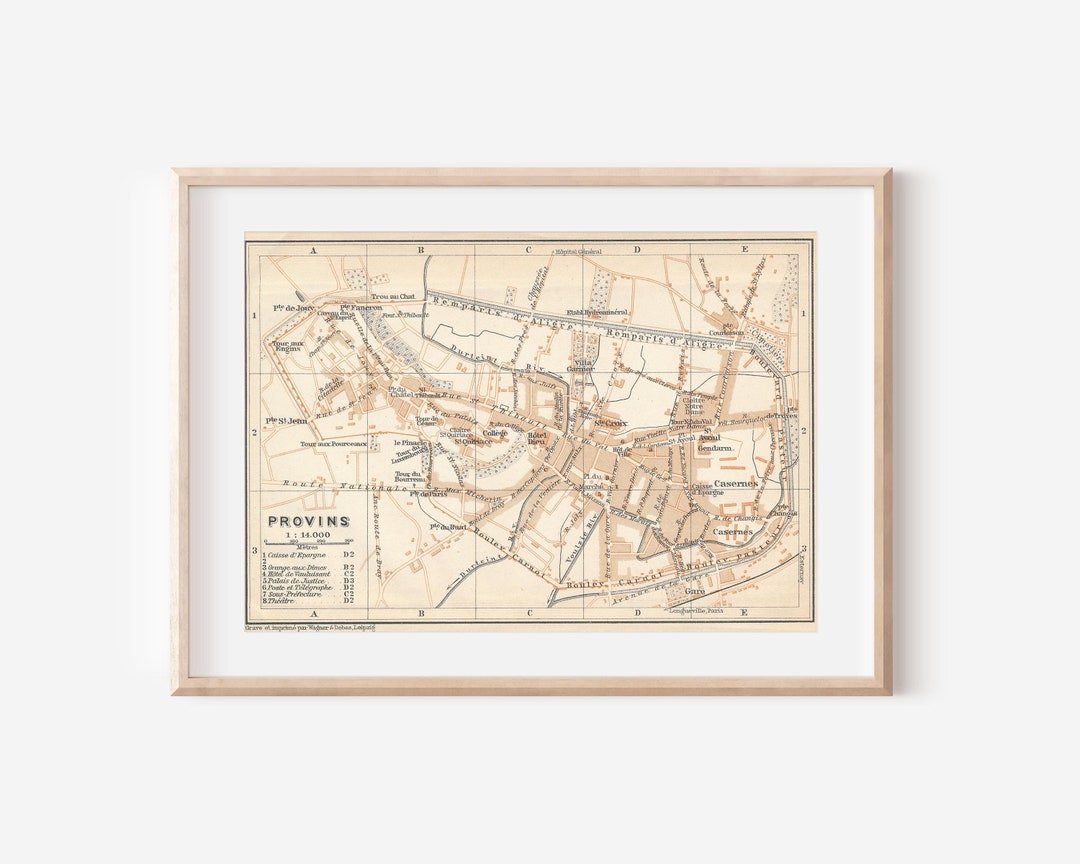 1909 Provins France Antique Map - Etsy