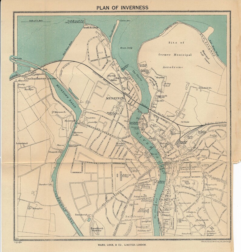 1950 Inverness Scotland Antique Map - Etsy