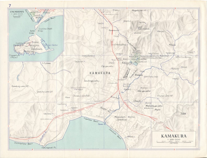 1966 Kamakura Japan Vintage Map - Etsy