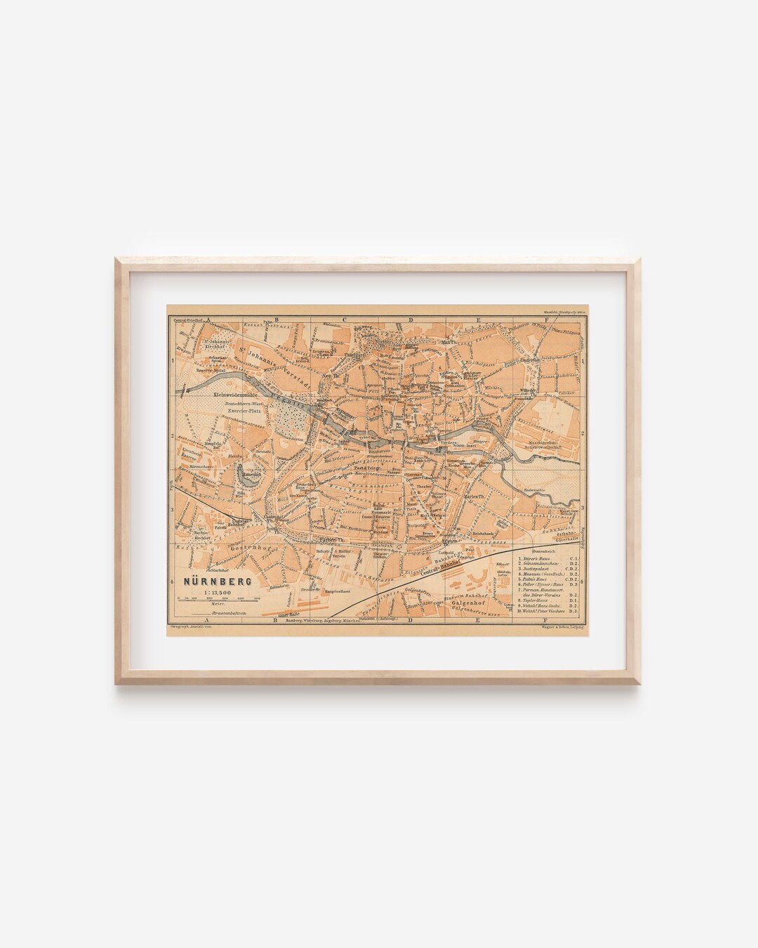 1902 Nuremberg Germany Antique Map - Etsy