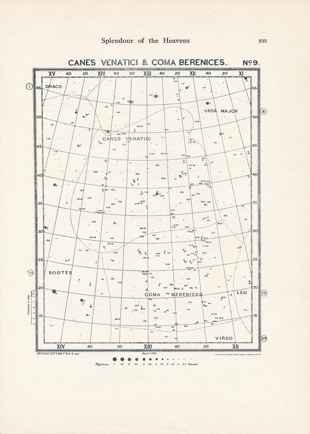 1931 Constellation Chart Canes Venatici & Coma Berenices Antique ...