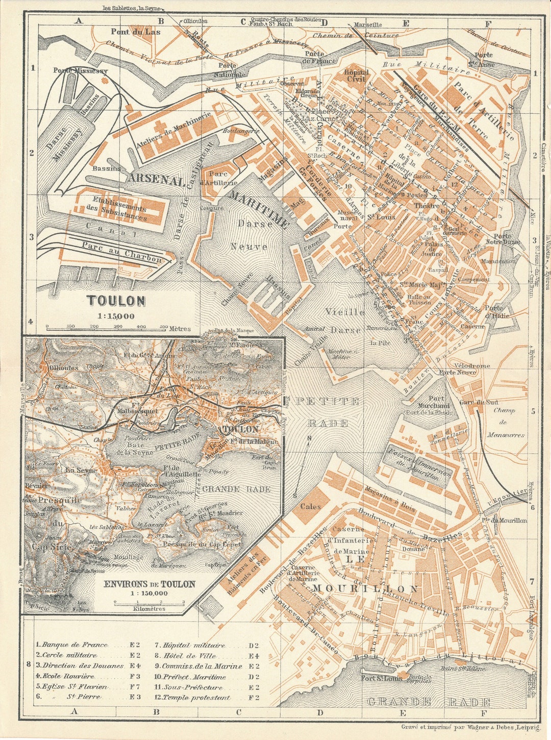 1914 Toulon France Antique Map - Etsy