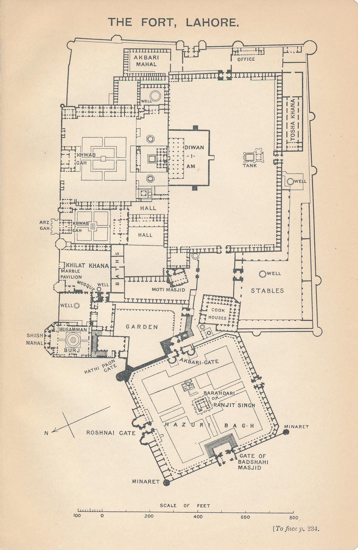 1911 Lahore Fort Lahore Pakistan Antique Map - Etsy