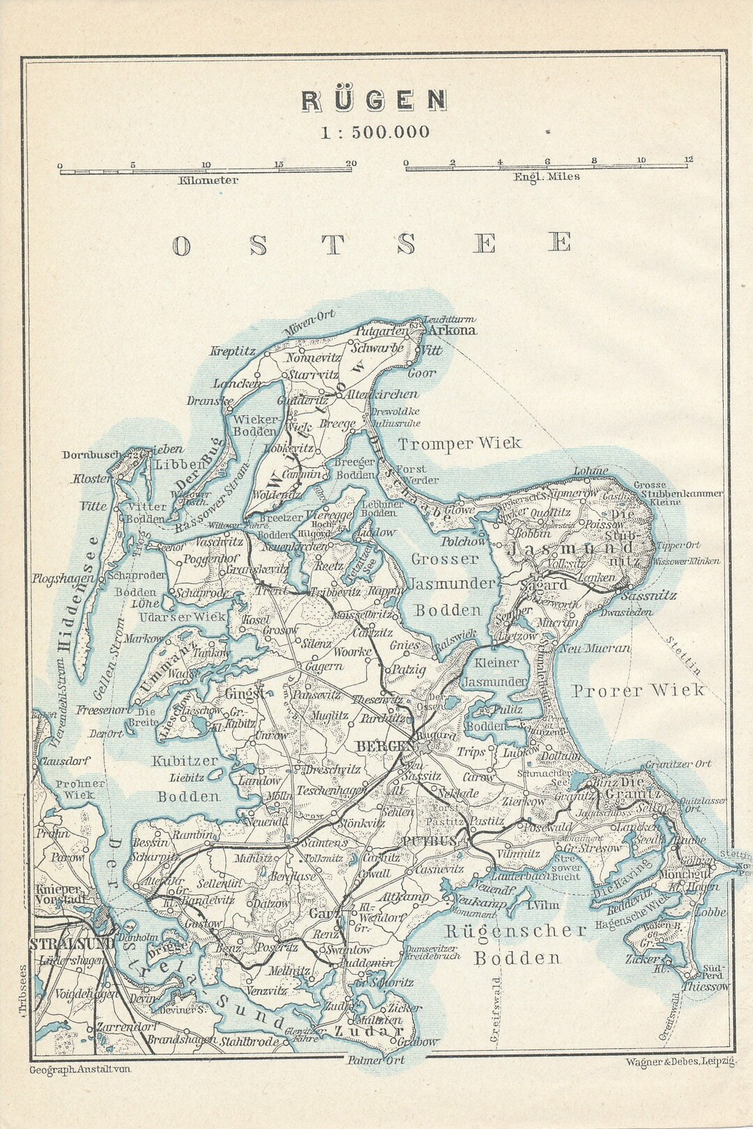 1913 Rugen Island Germany Antique Map - Etsy
