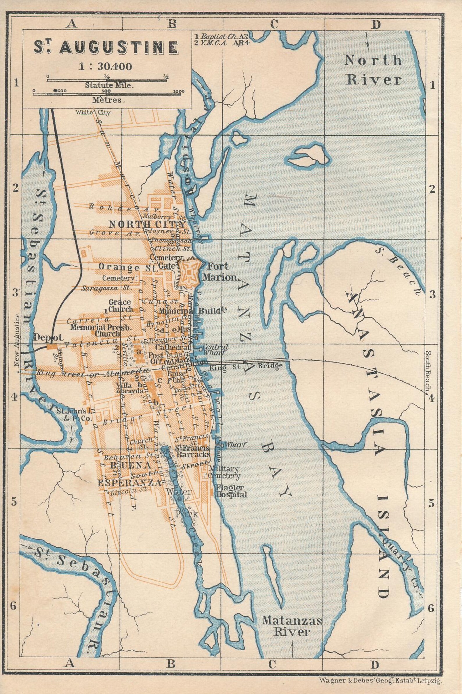 1909 St Augustine Florida Antique Map - Etsy
