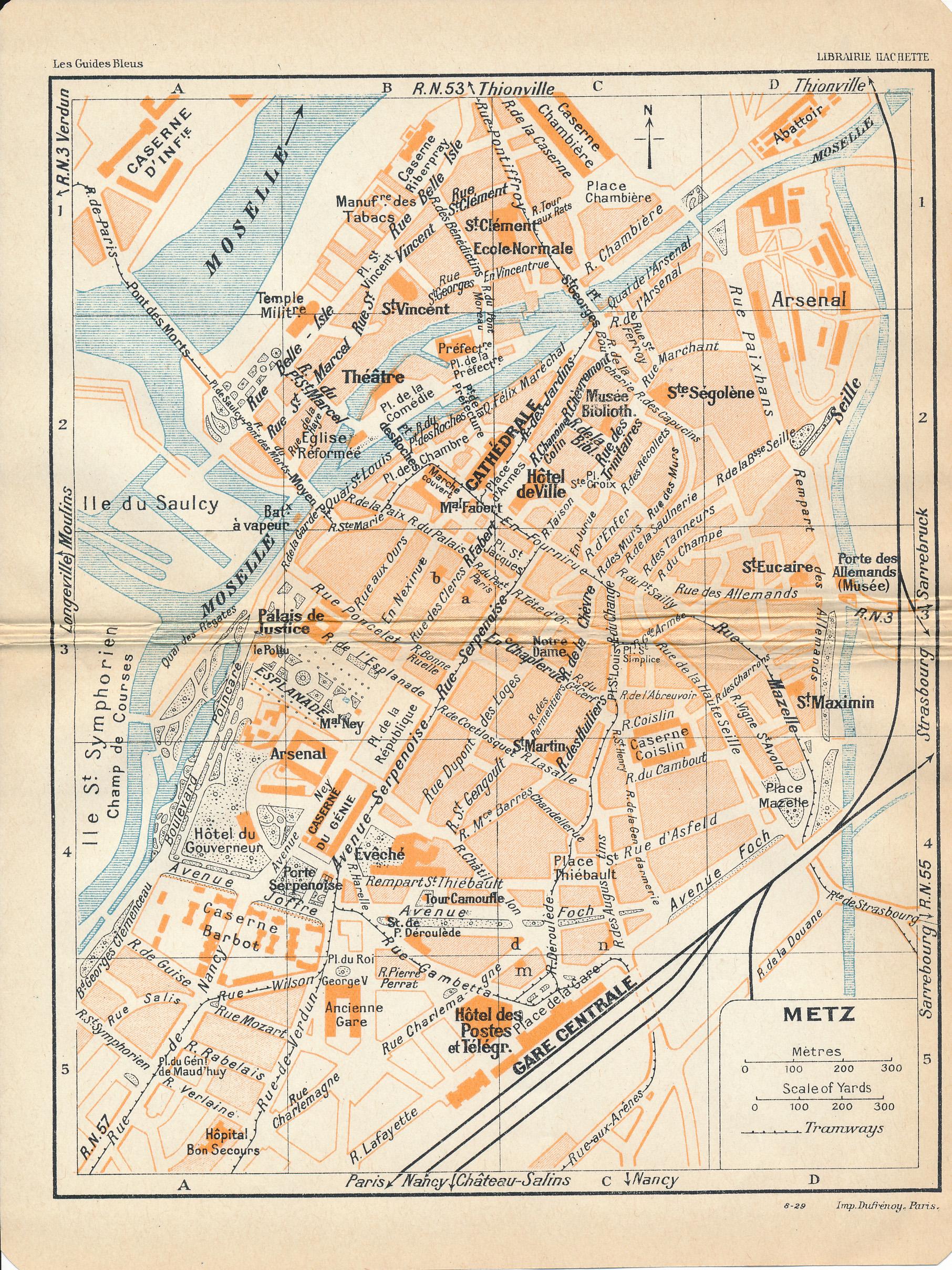 1930 Metz France Antique Map - Etsy