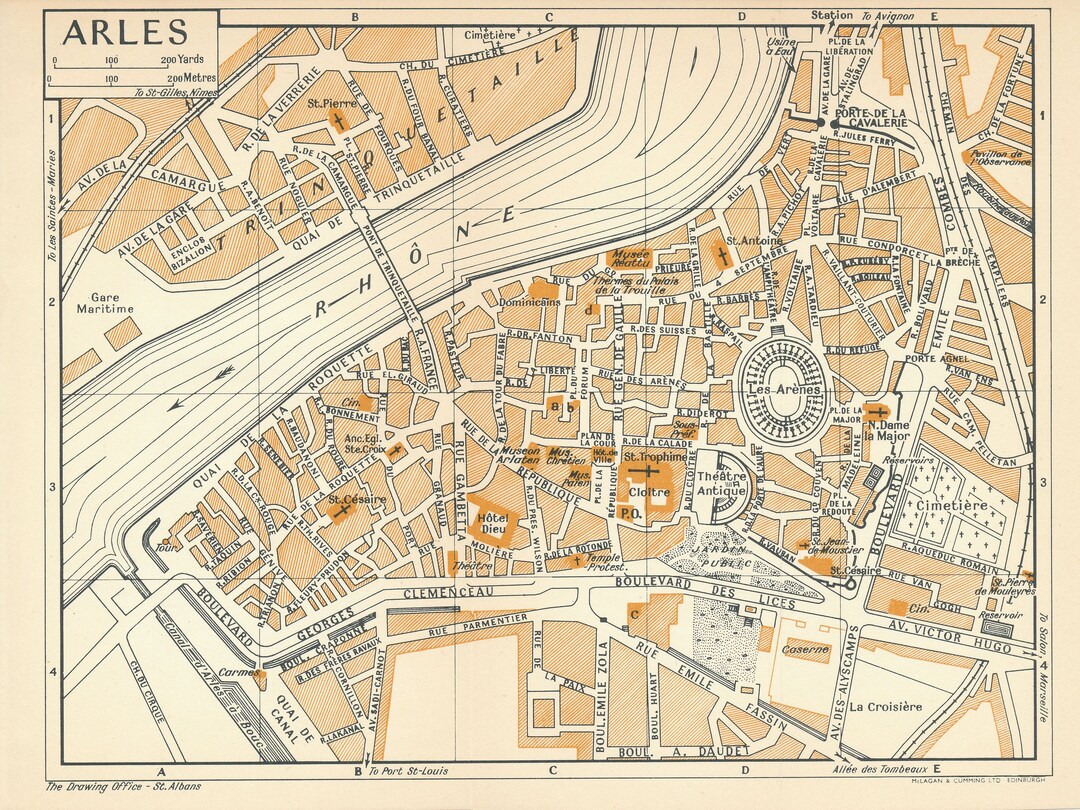 1954 Arles France Vintage Map - Etsy