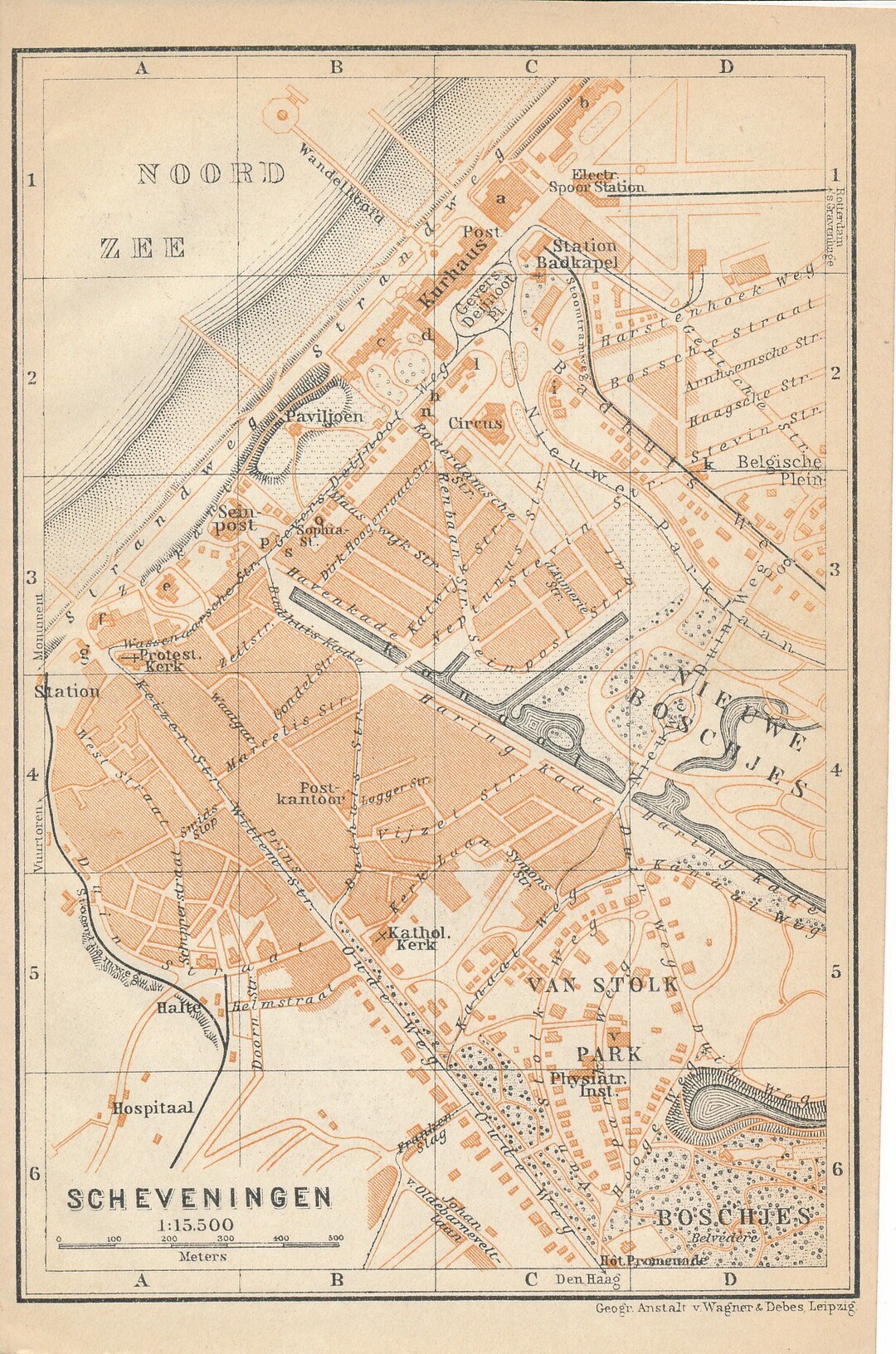 1910 Scheveningen Netherlands Antique Map - Etsy