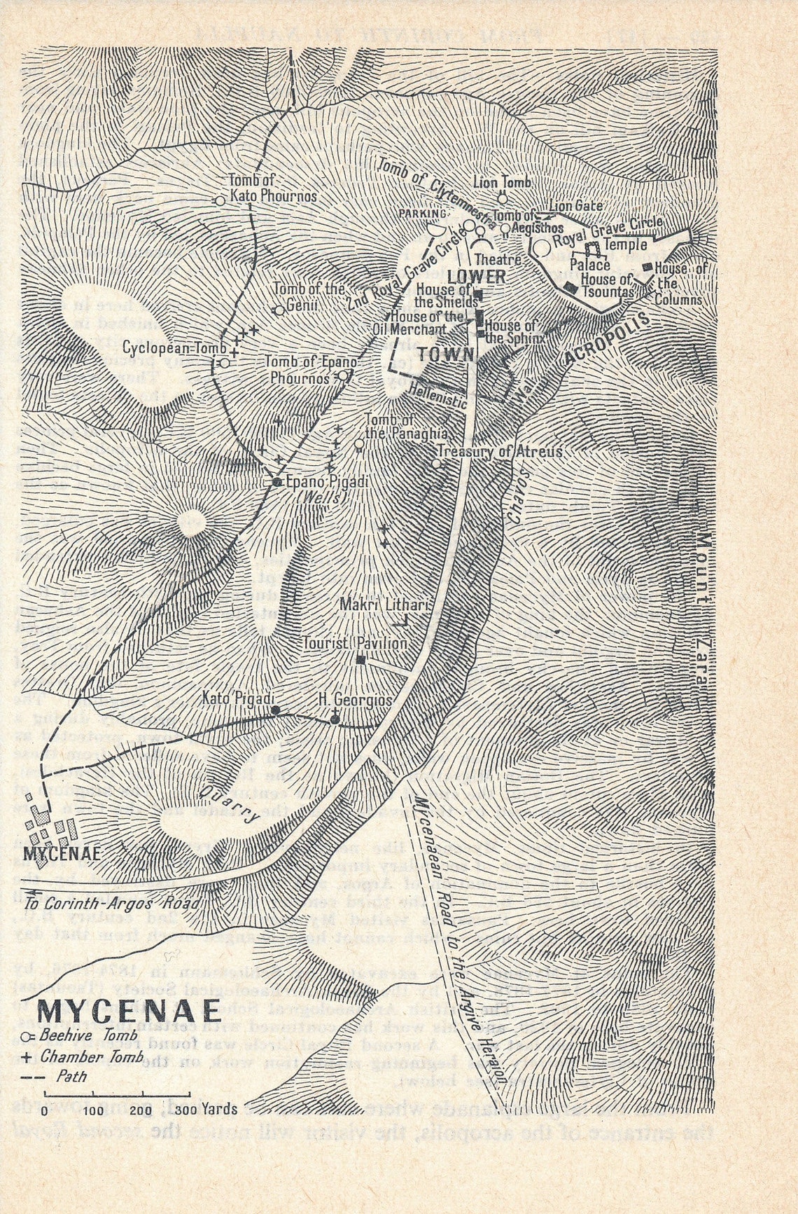 1964 Mycenae Greece Vintage Map - Etsy