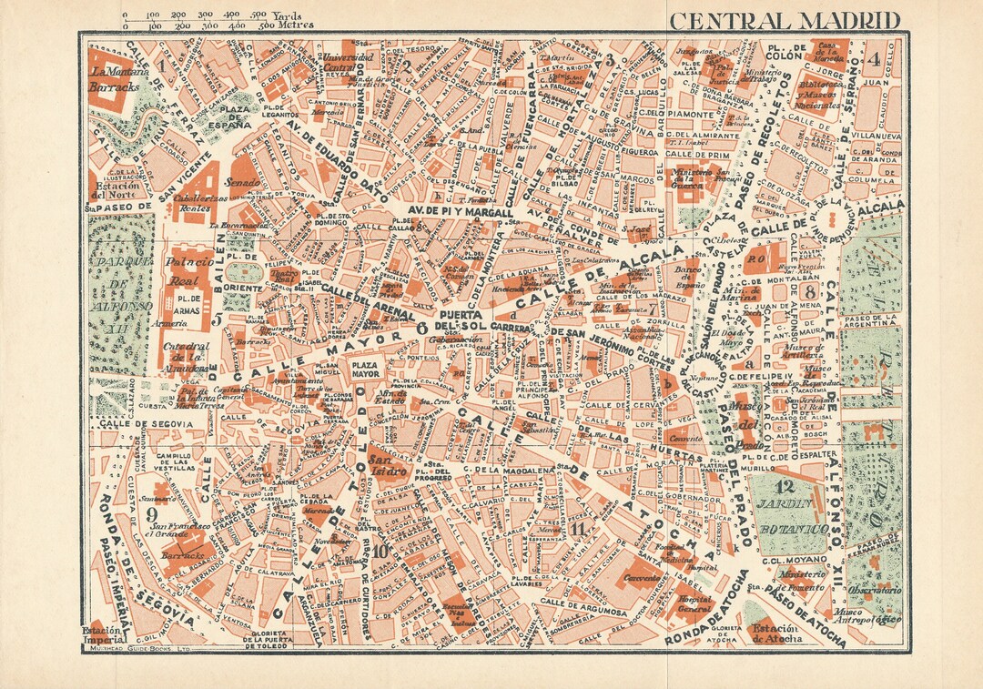 1930 Madrid Spain Antique Map - Etsy