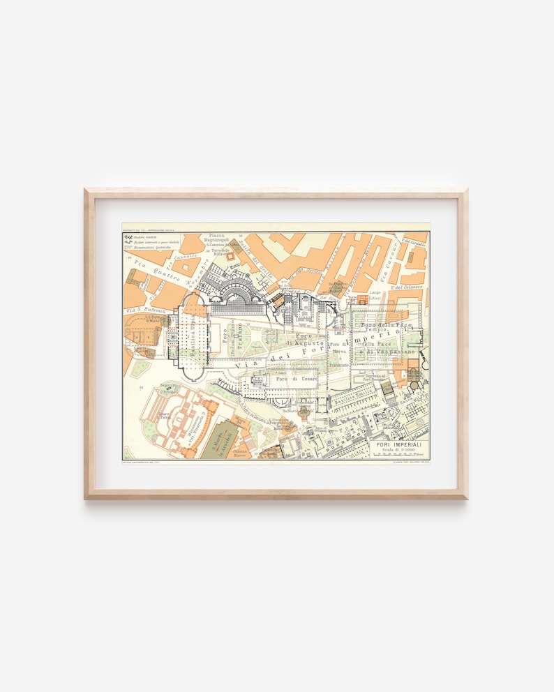 1965 Imperial Fora, Fori Imperiali, Italy Vintage Map - Etsy