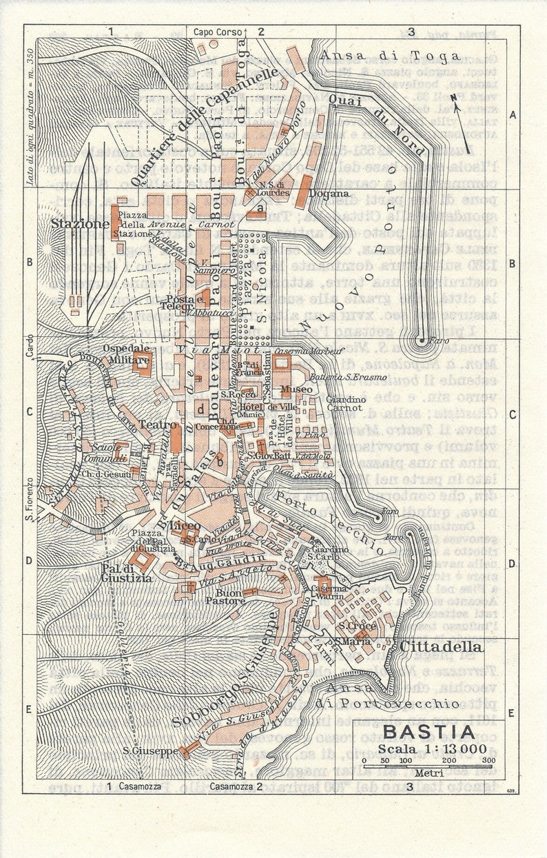 1940 Bastia Corsica France Vintage Map - Etsy