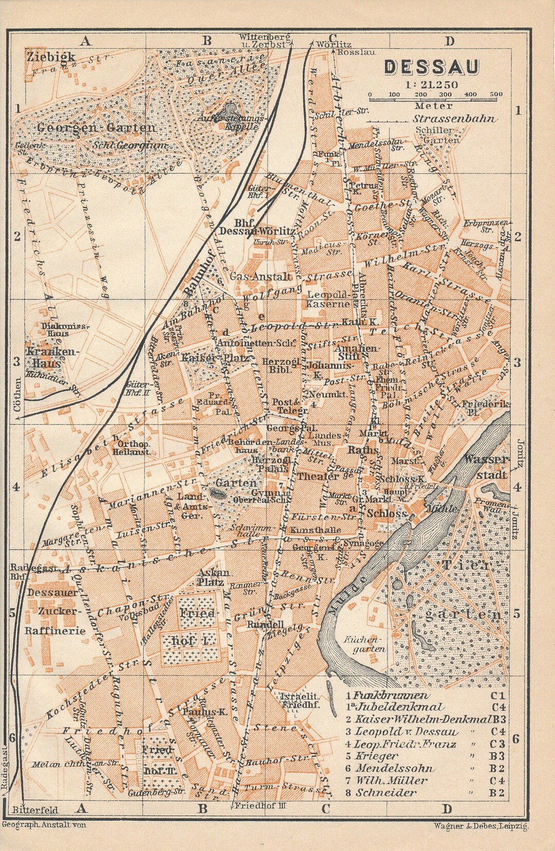1913 Dessau Germany Antique Map - Etsy