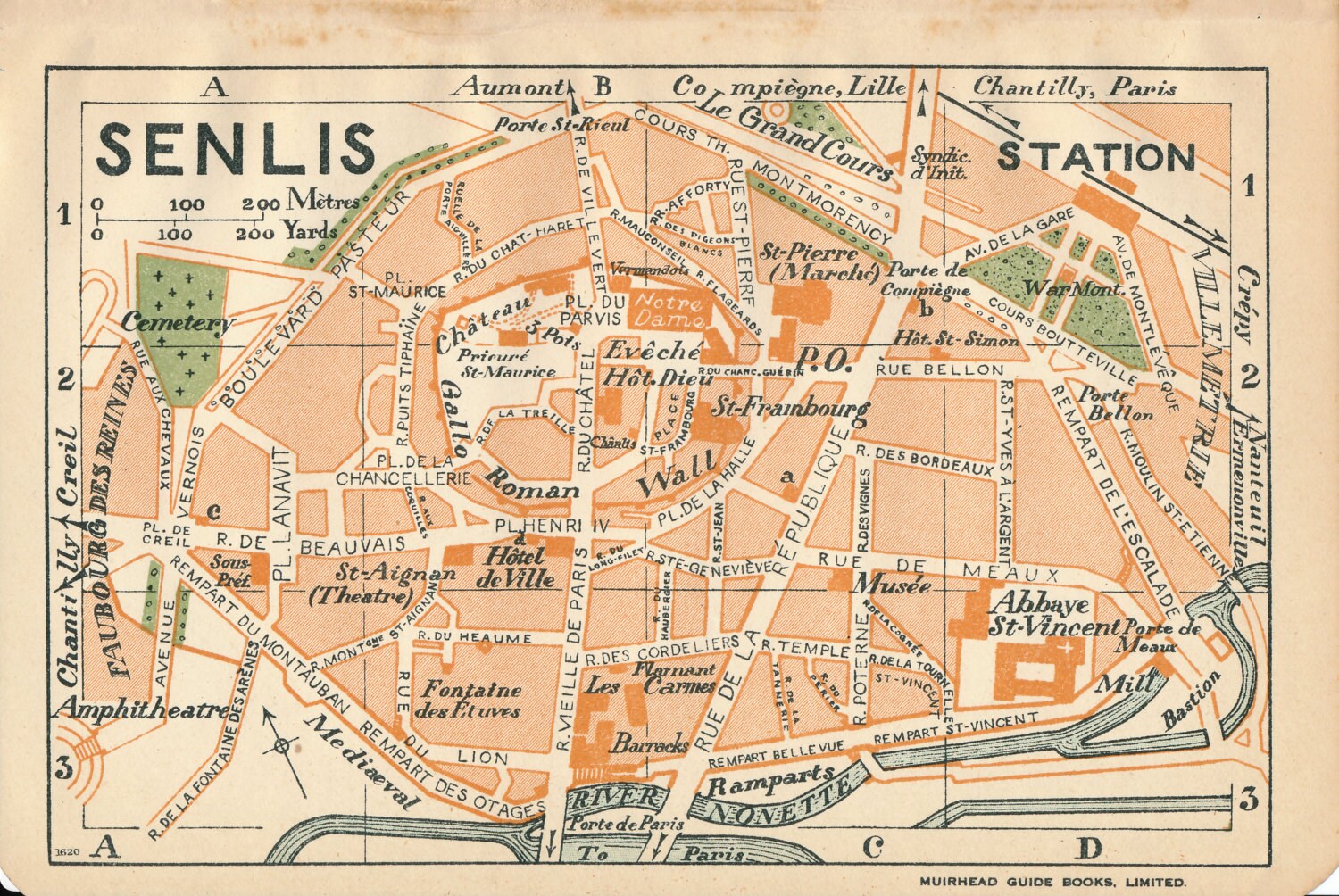 1927 Senlis France Antique Map | Etsy