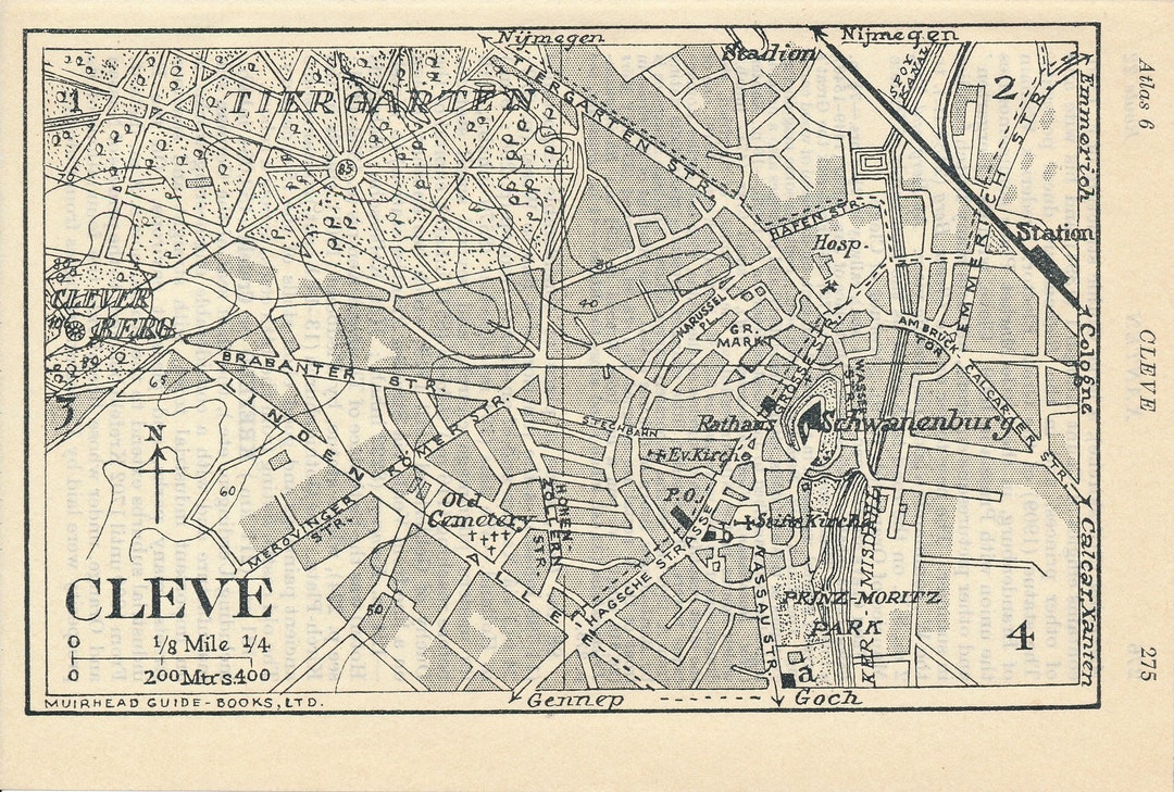 1933 Kleve Germany Antique Map - Etsy