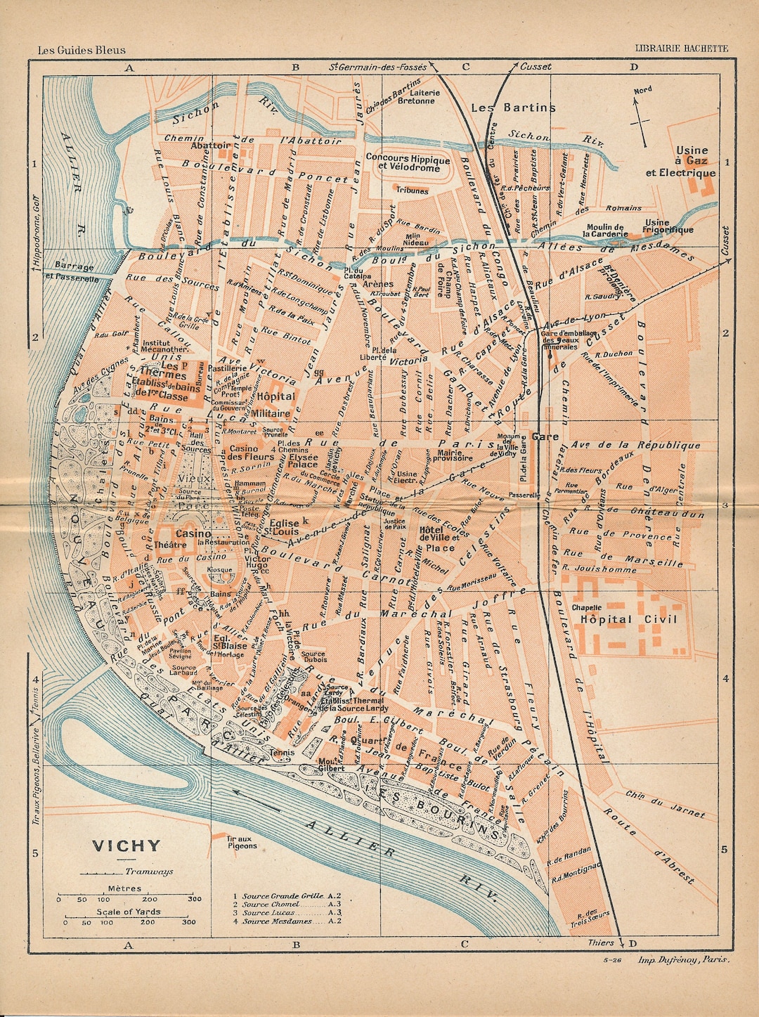 1926 Vichy France Antique Map - Etsy