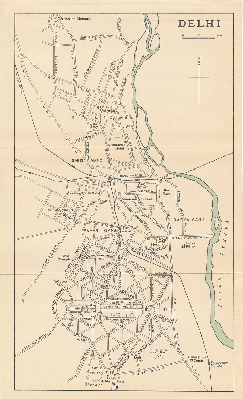 1959 New Delhi India Vintage Map - Etsy