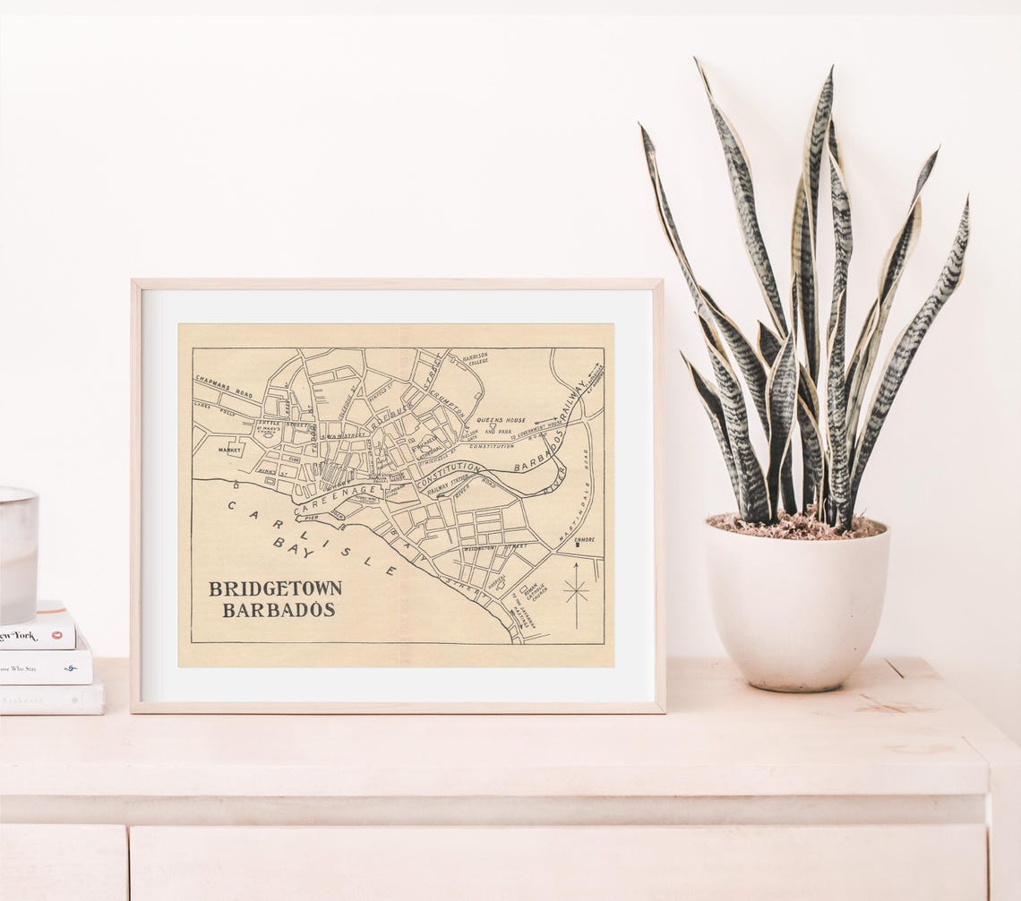 1912 Bridgetown Barbados Antique Map - Etsy