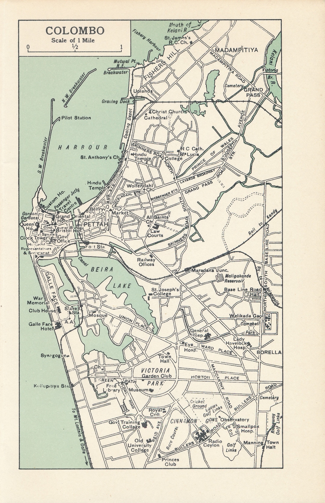 1962 Colombo Sri Lanka Vintage Map - Etsy