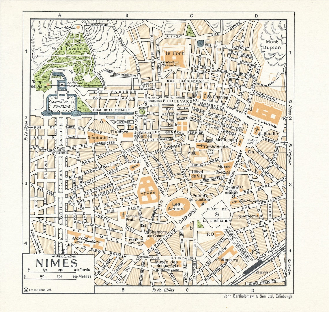 1966 Nimes France Vintage Map - Etsy