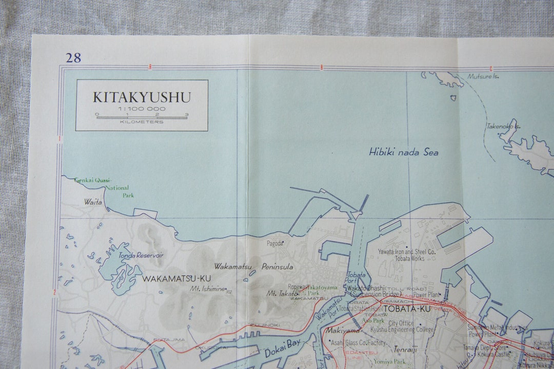 1966 Kitakyushu Japan Vintage Map - Etsy
