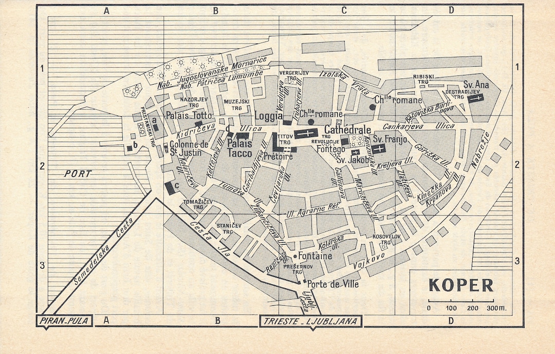 1966 Koper Slovenia Vintage Map - Etsy