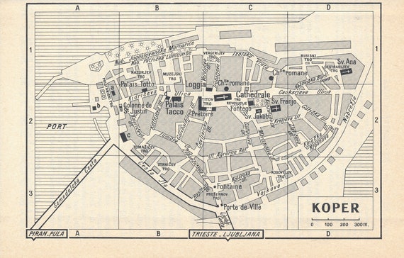 1966 Koper Slovenia Vintage Map | Etsy