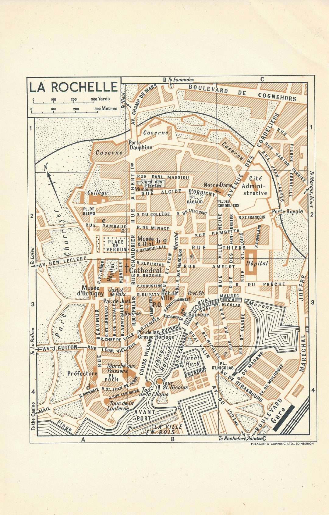 1958 La Rochelle France Vintage Map - Etsy