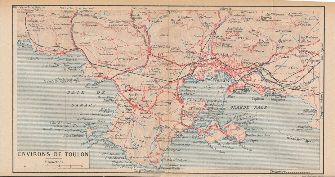1925 Toulon France Antique Map - Etsy