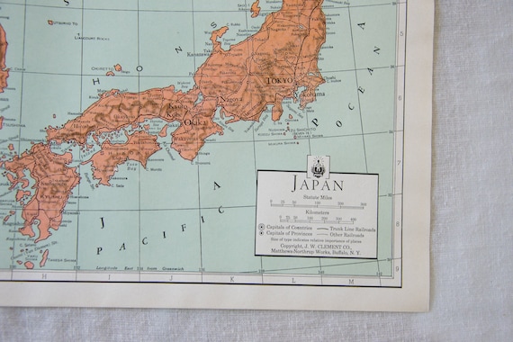 1938 Japan Antique Map | Etsy