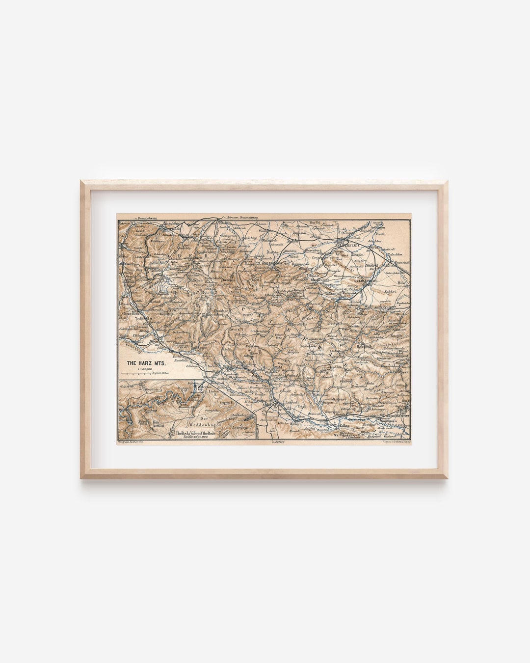 1881 Harz Mountains Germany Antique Map - Etsy