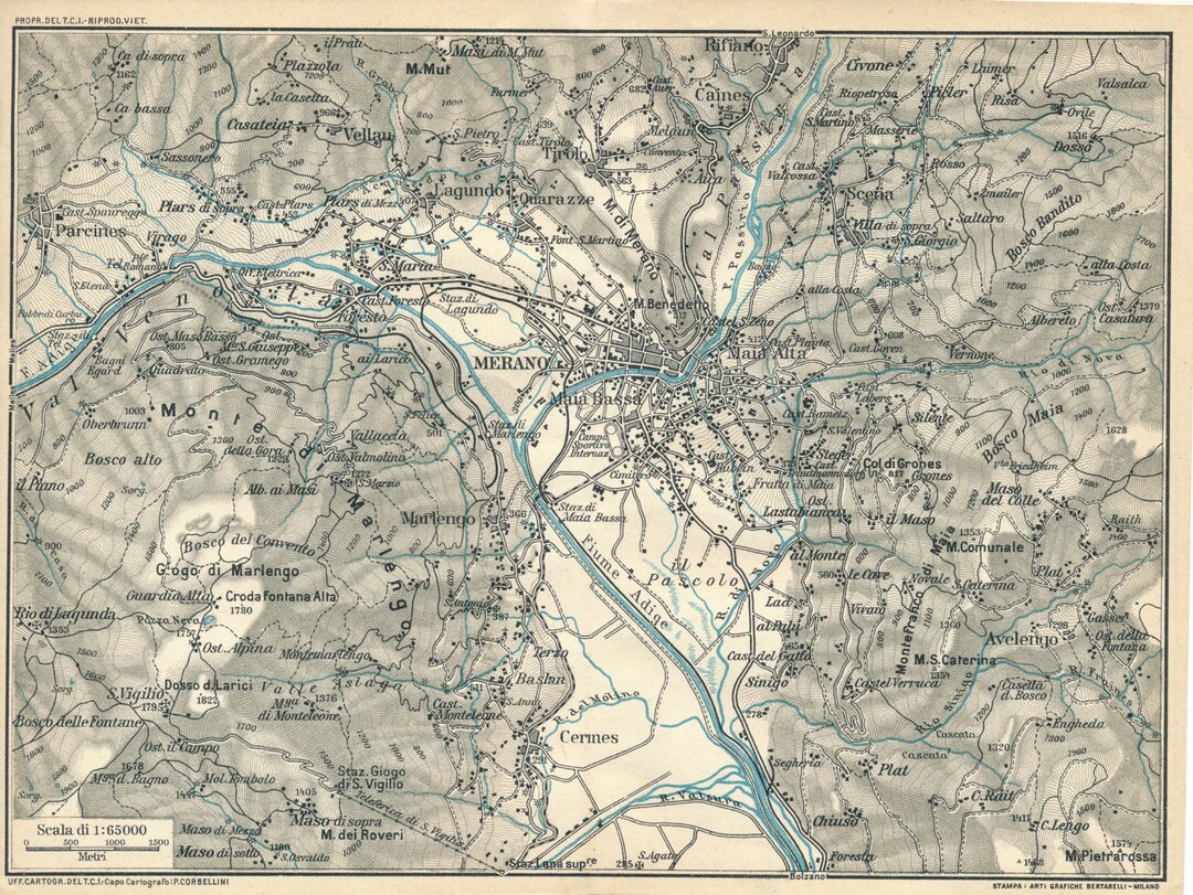 1927 Merano Italy Antique Map - Etsy
