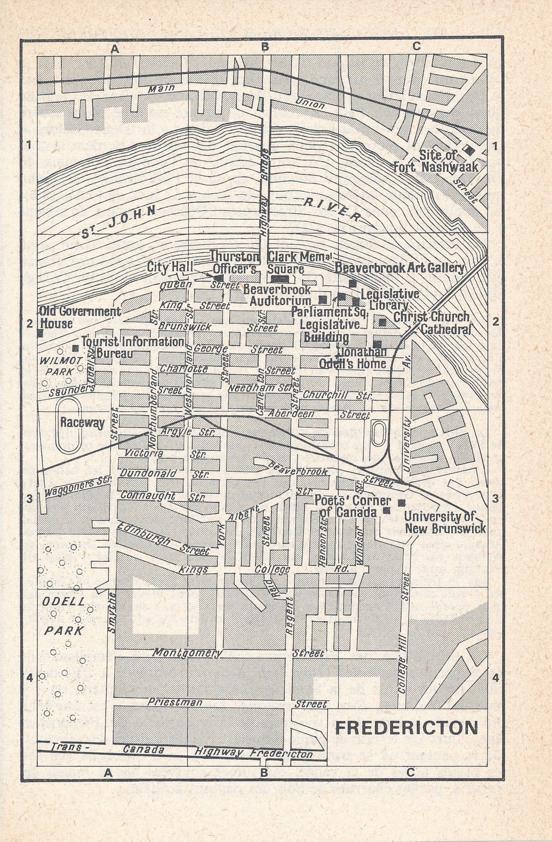 1967 Fredericton Canada Vintage Map - Etsy