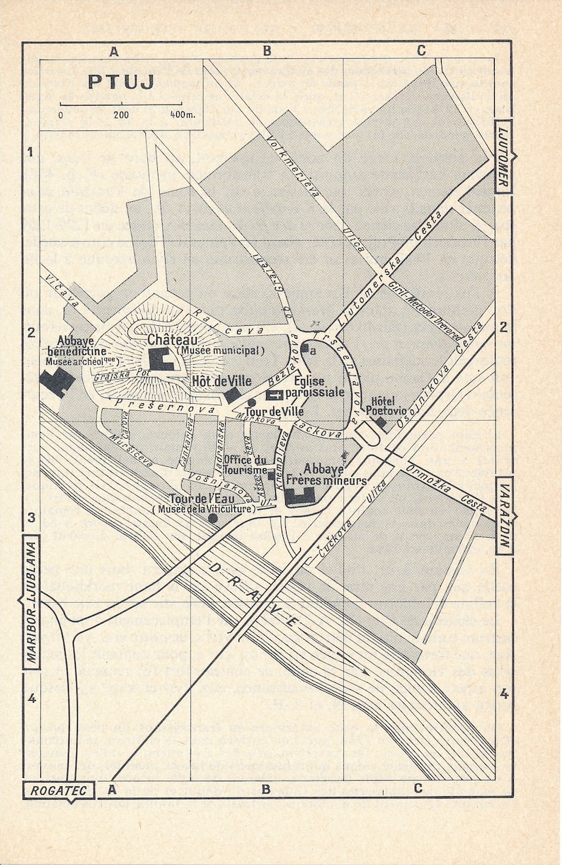 1966 Ptuj Slovenia Vintage Map - Etsy