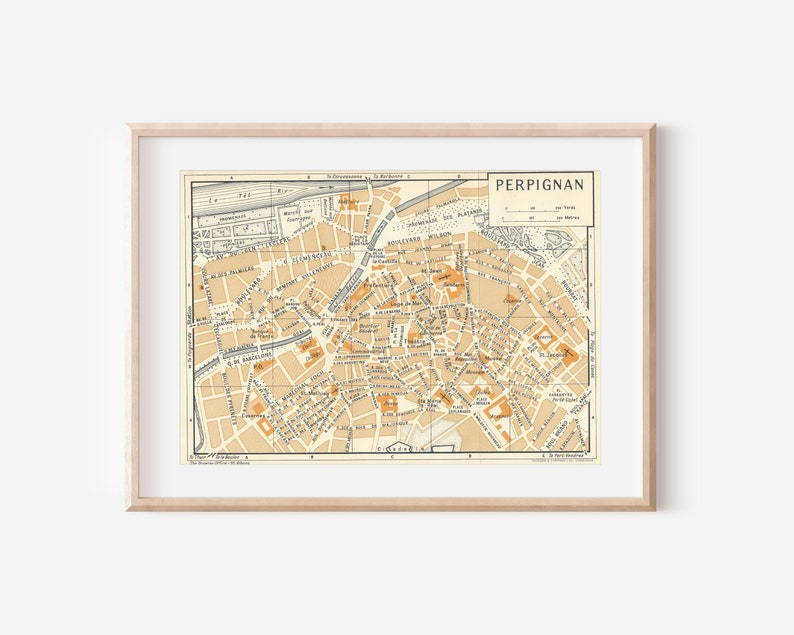 1954 Perpignan France Vintage Map - Etsy
