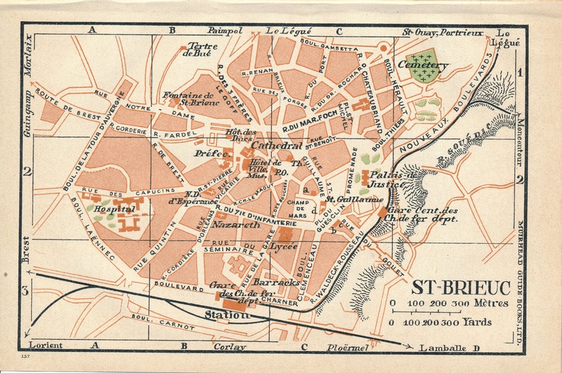 1932 Saint-brieuc France Antique Map | Etsy