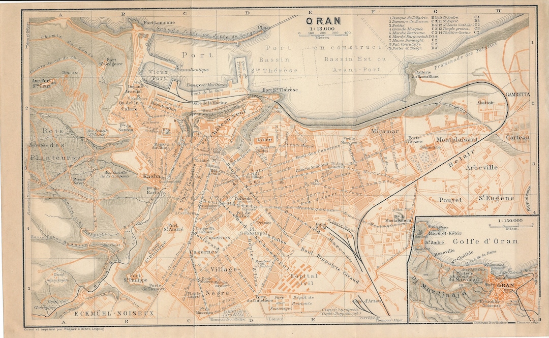 1911 Oran Algeria Vintage Map - Etsy