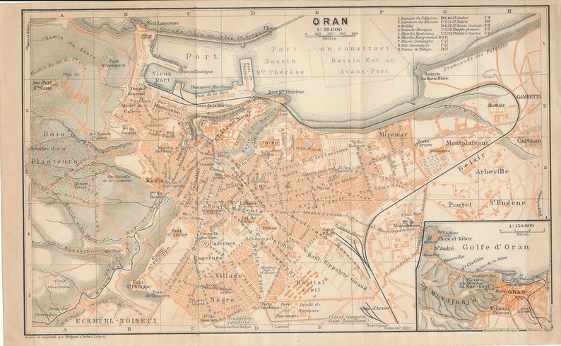 1911 Oran Algeria Vintage Map - Etsy