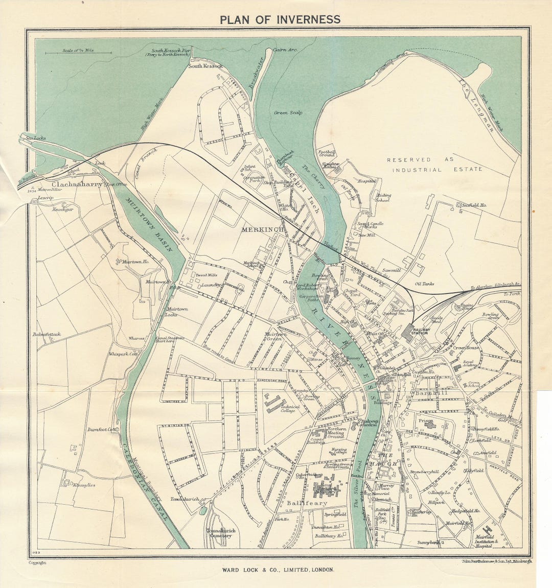 1950 Inverness Scotland Antique Map - Etsy