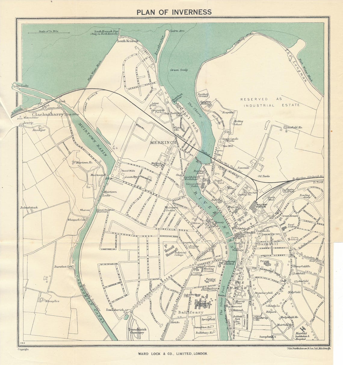 1950 Inverness Scotland Antique Map - Etsy
