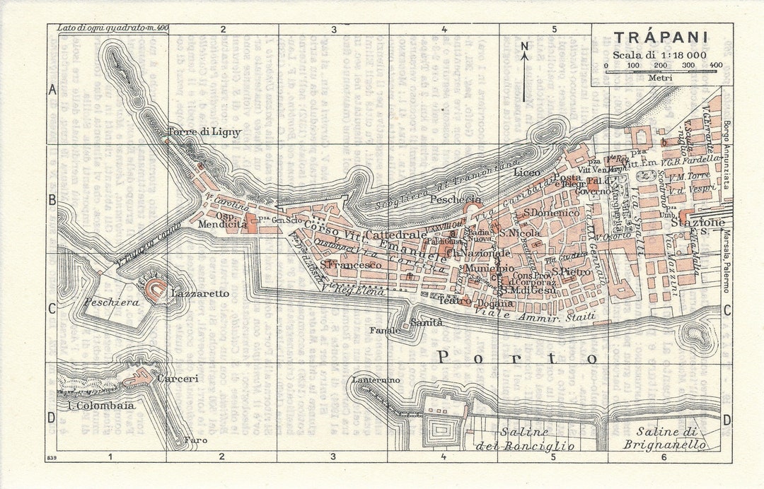 1940 Trapani Sicily Italy Vintage Map - Etsy